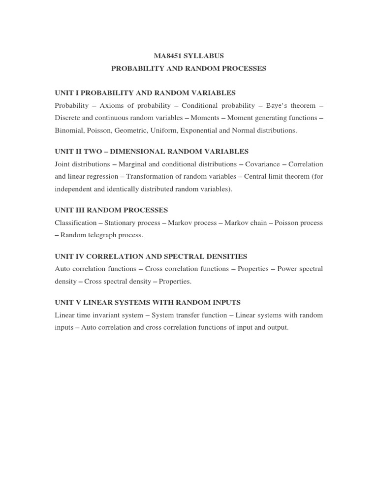 Probability and Random Processes | PDF