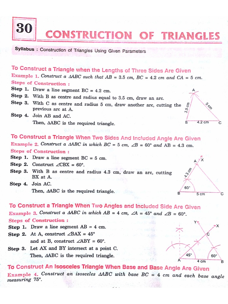 Construction of Triangles Icse Class 7 Maths by Rs Agarwal | PDF