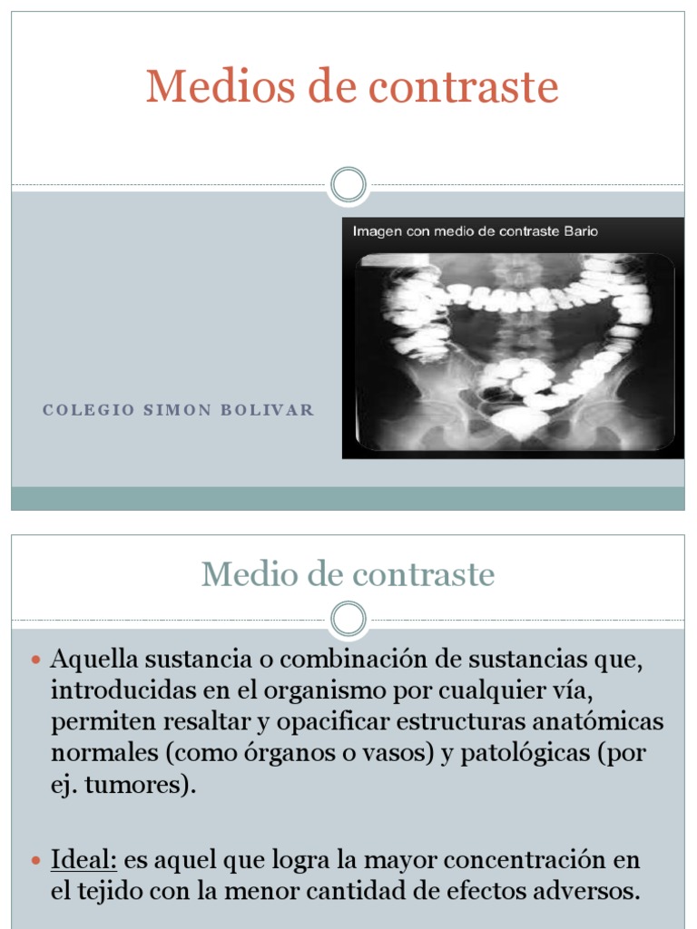 Clase 7 Medios de Contraste | Descargar gratis PDF | Radiología | Alergia