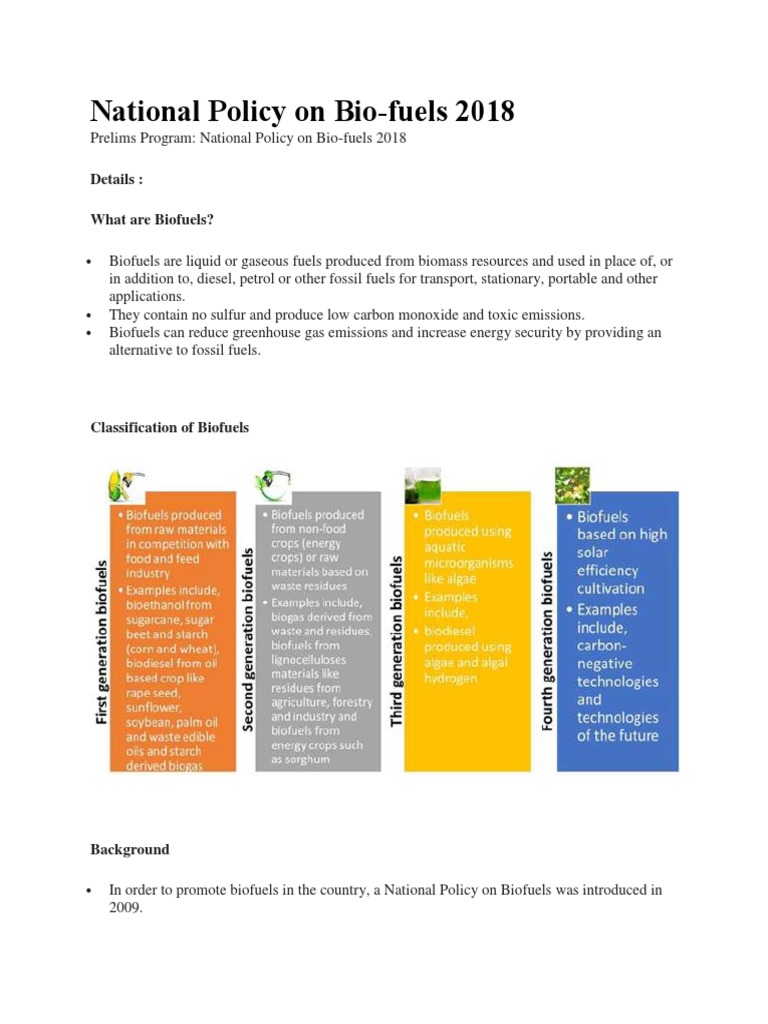 National Biofuels Policy | PDF | Biofuel | Sustainable Development