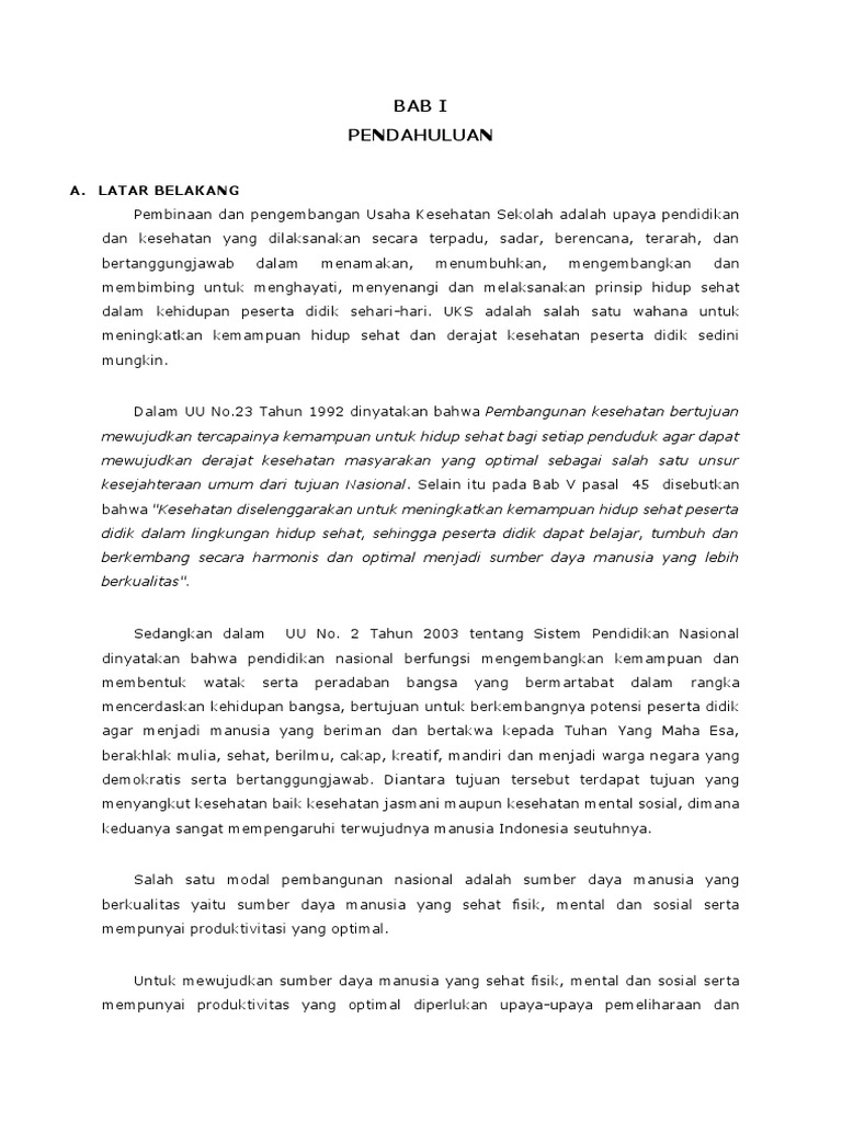 Contoh Program Kerja UKS Di SEkolah | PDF