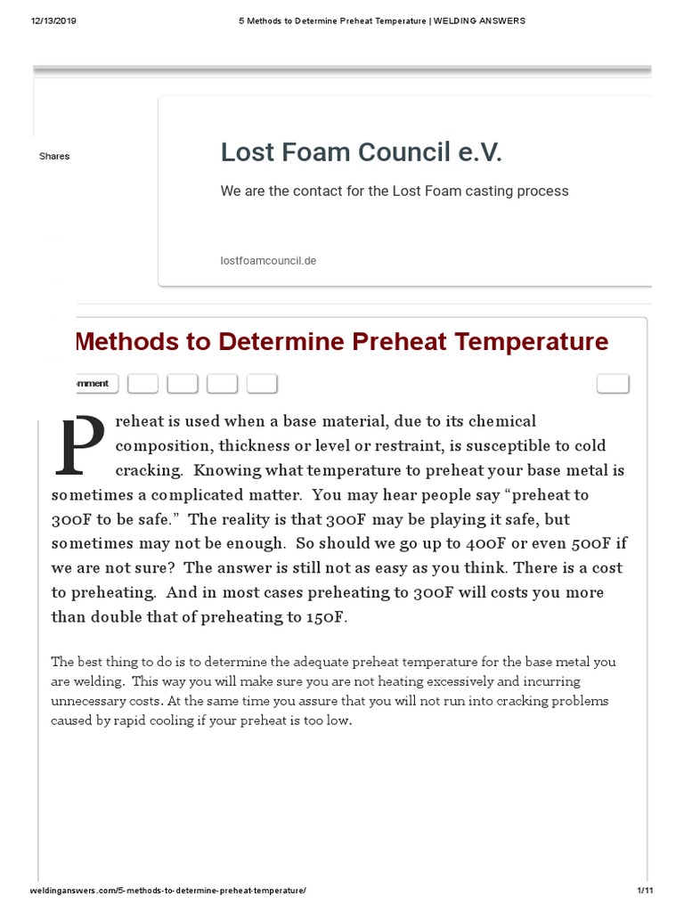 5 Methods To Determine Preheat Temperature | PDF | Steel | Welding