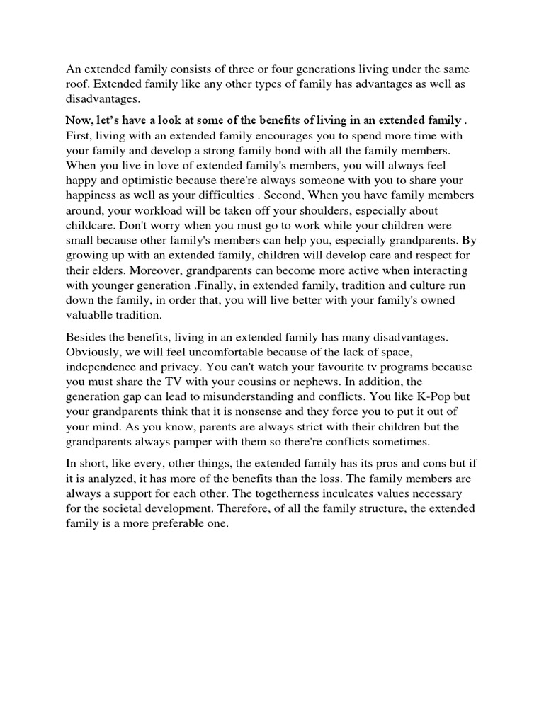The Advantages and Disadvantages of Living in an Extended Family | PDF