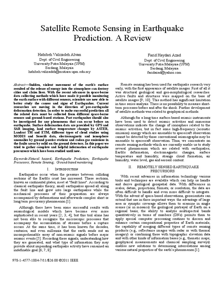 Remote Sensing With Earthquake Engineering | Download Free PDF ...