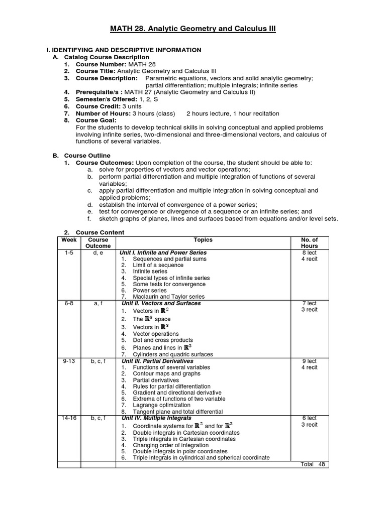 MATH 28 F Syllabus PDF | PDF | Series (Mathematics) | Power Series