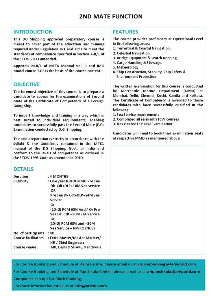 2ND Mate Function | PDF | Shipping | Transport