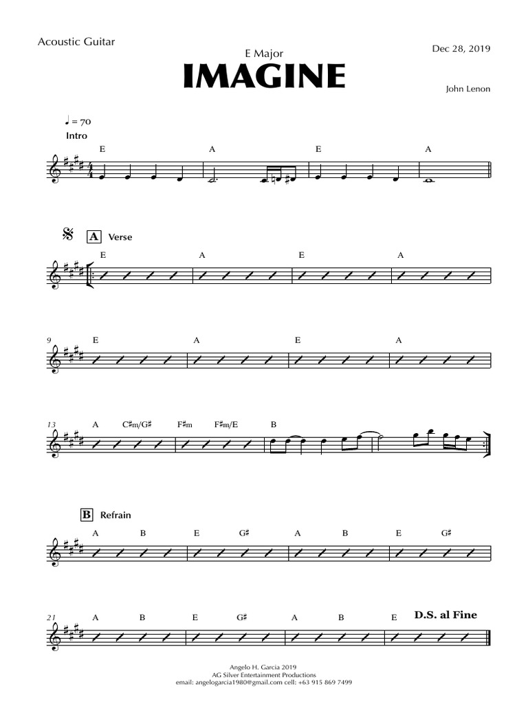 IMAGINE - John Lenon - Acoustic Guitar | PDF