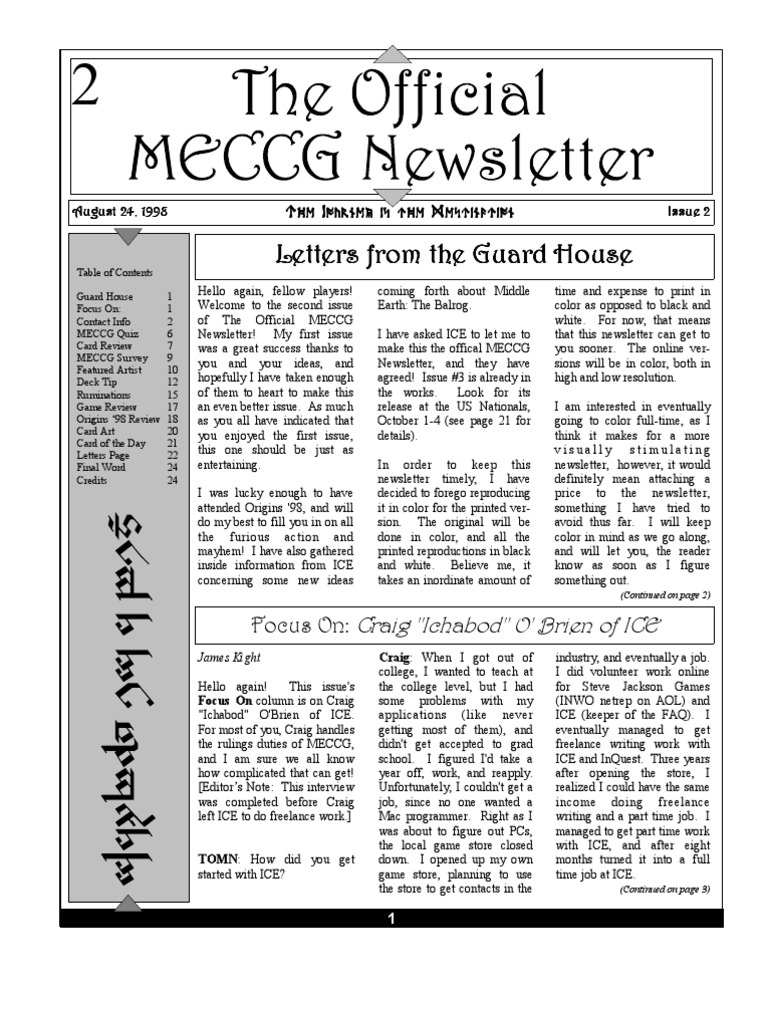 MECCG Newsletter 02 - High Res | PDF | Bilbo Baggins | Dwarf (Middle Earth)