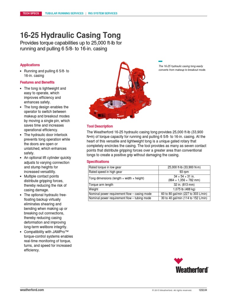 16 25 Hydraulic Casing Tong | PDF | Mechanical Engineering ...