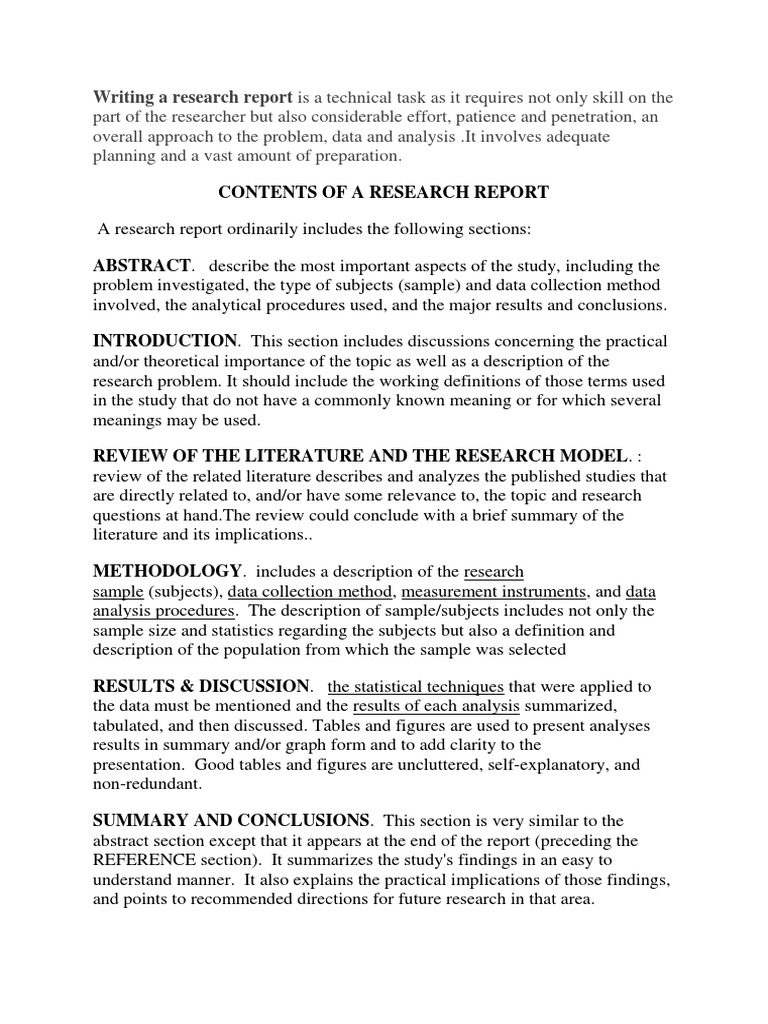Contents of A Research Report | PDF | Statistics | Analysis