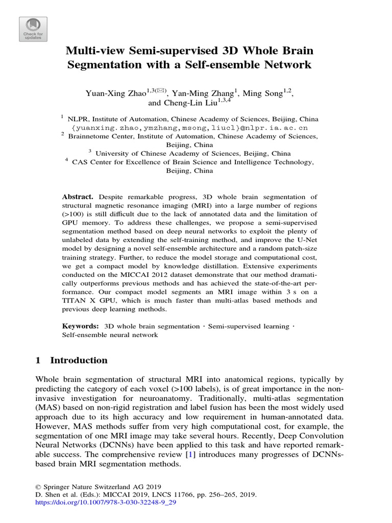 Zhao2019 - Multi-View Semi-Supervised 3D Whole Brain Segmentation With A Self-Ensemble Network ...