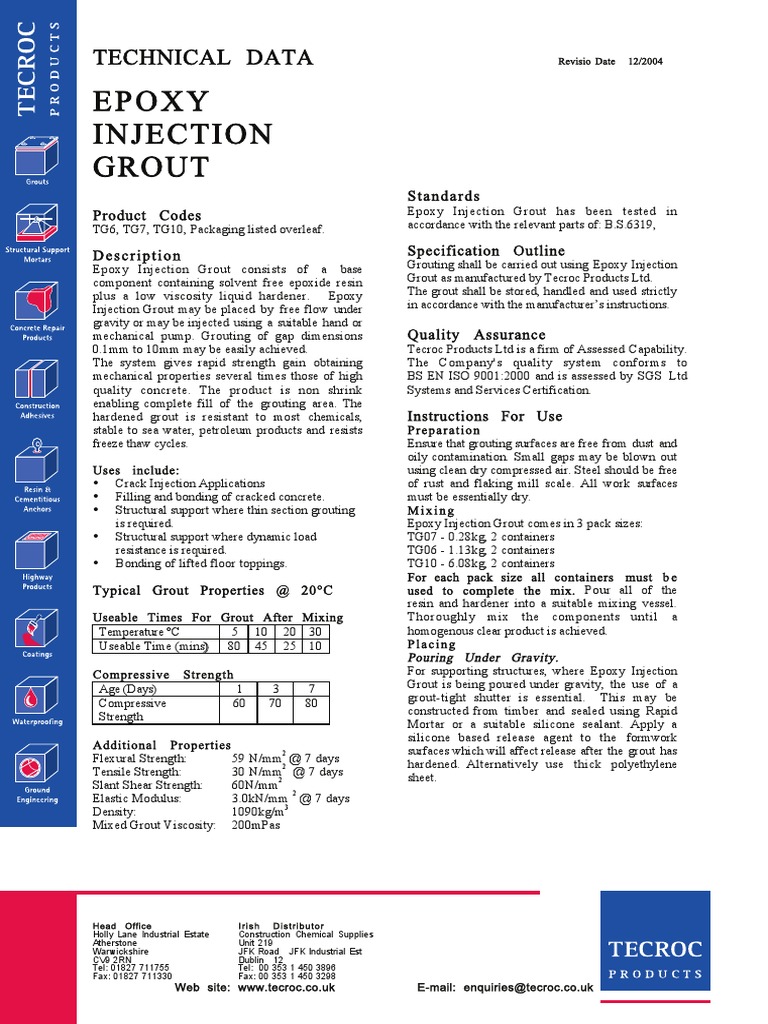 15 Epoxy Injection Grout | PDF | Epoxy | Concrete