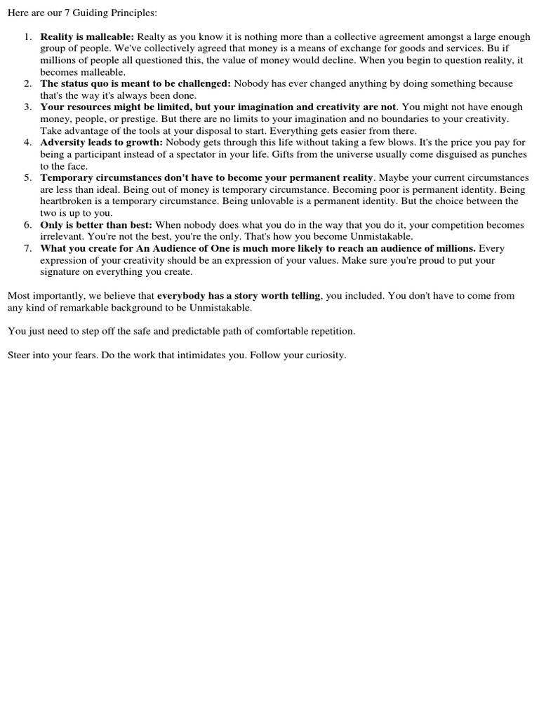 Here Are Our 7 Guiding Principles | PDF | Self-Improvement