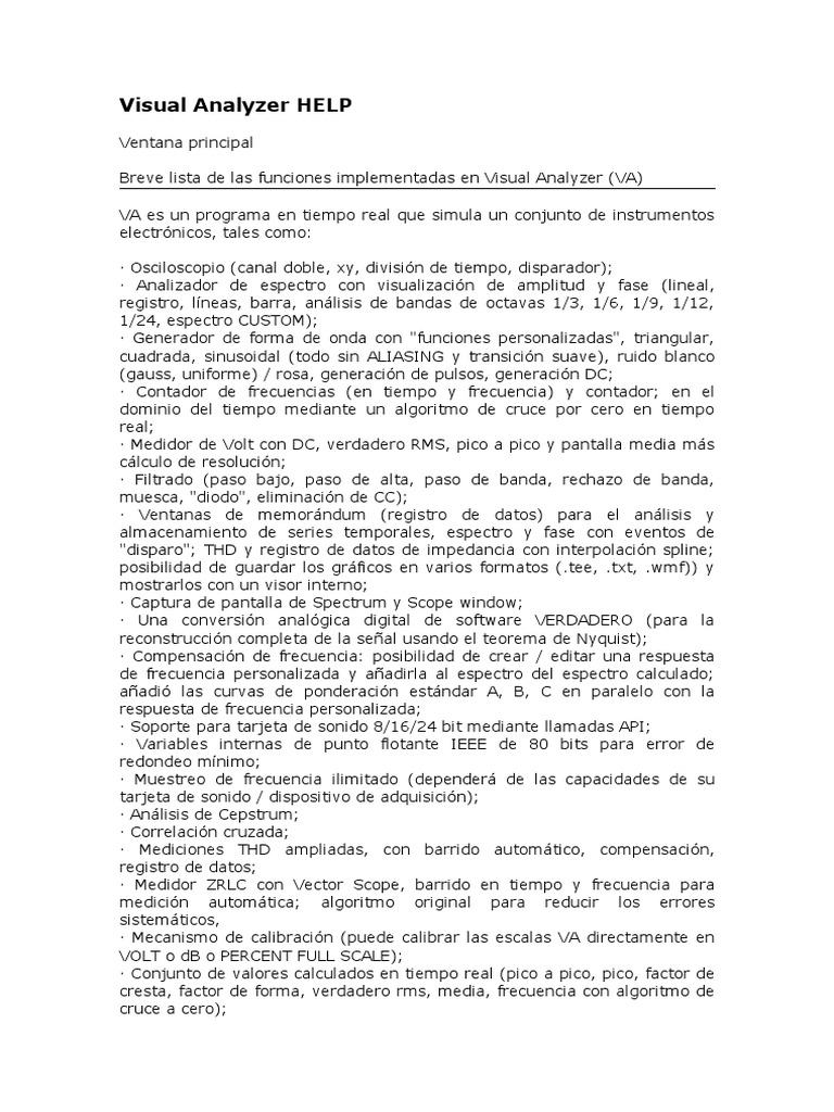 Visual Analyzer HELP | PDF | Ventana (informática) | Almacenador ...