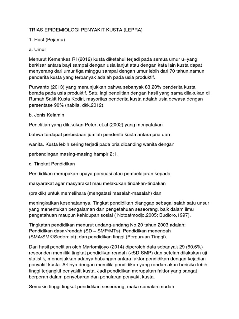 Trias Epidemiologi Penyakit Kusta | PDF