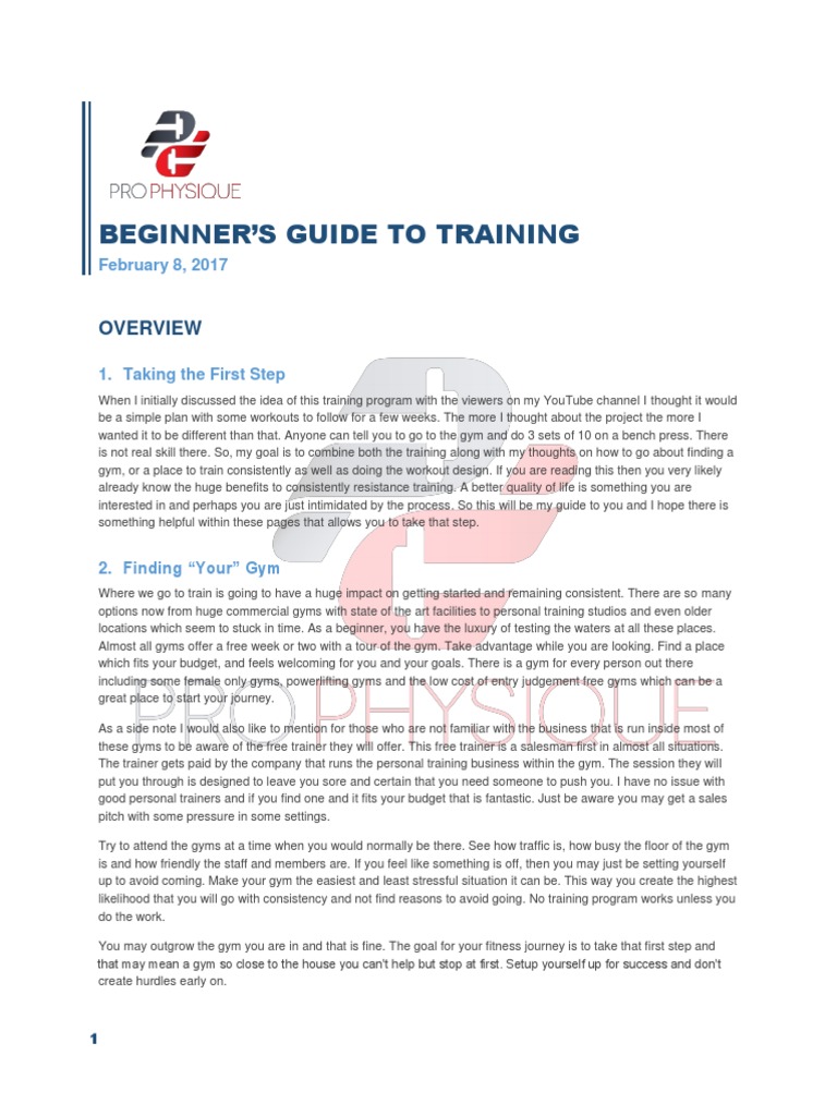 Pro Physique Beginners Guide V1.0 | PDF | Strength Training ...