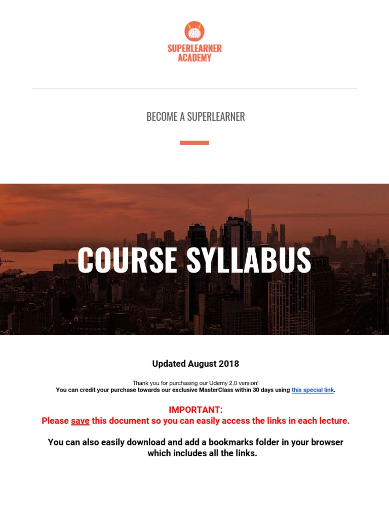 2018 - Course Syllabus SuperLearner V2.0 Coursmos PDF | PDF | Memory ...