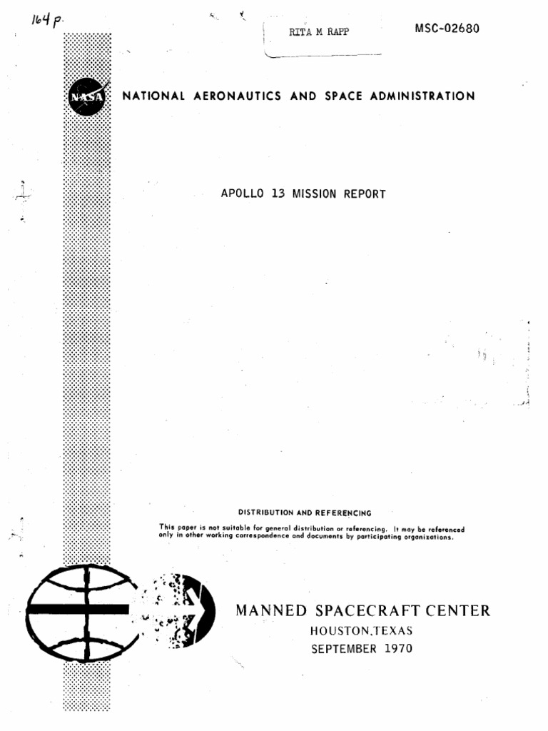 Apollo 13 Mission Report | PDF | Apollo Program | Apollo Lunar Module