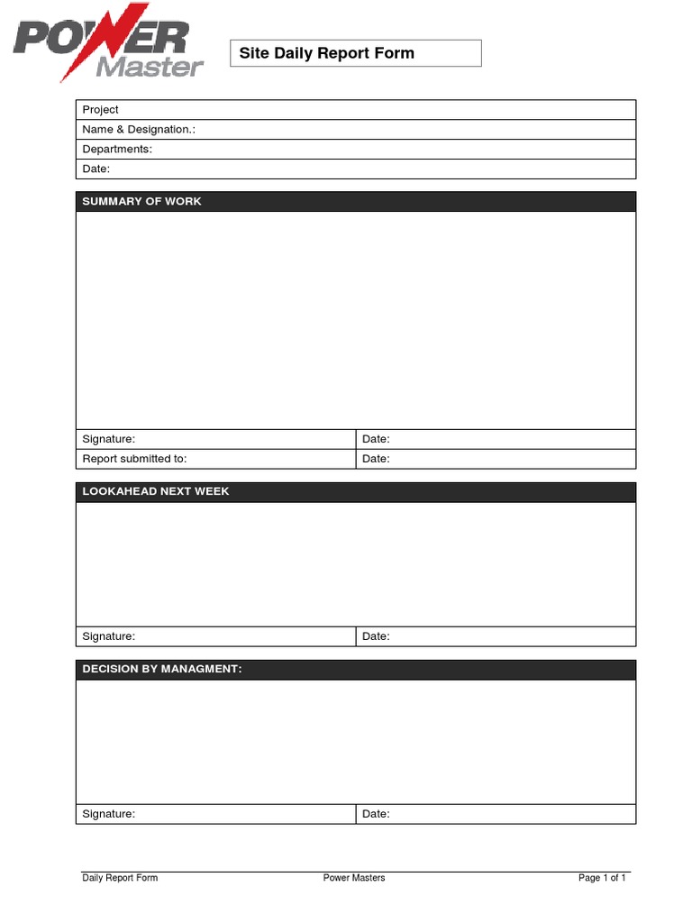 Daily Site Report Template | PDF | Business | Finance & Money Management