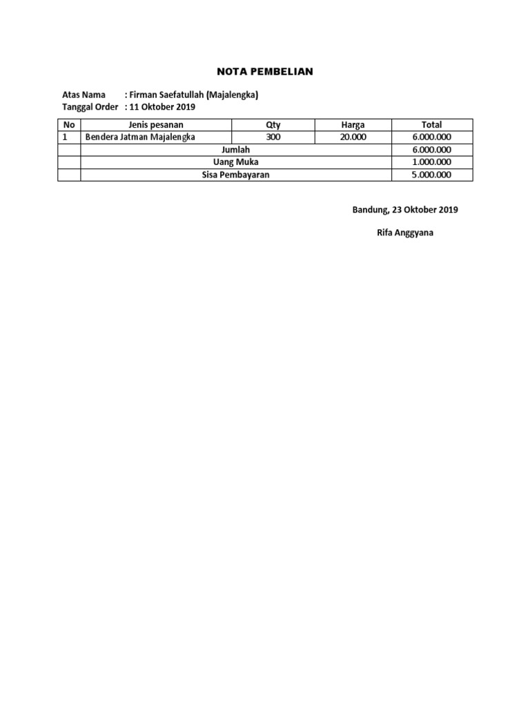 Nota Pembelian | PDF