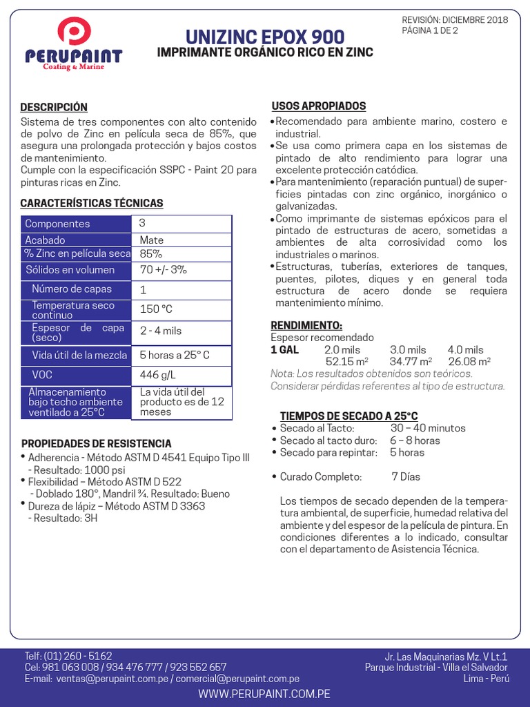 Unizinc Epox 900 | PDF | Zinc | Pintar