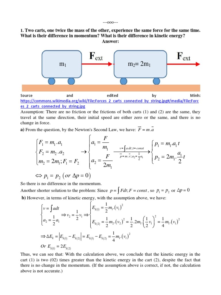 (Answer) Assignment For Physics 1 | PDF | Collision | Force