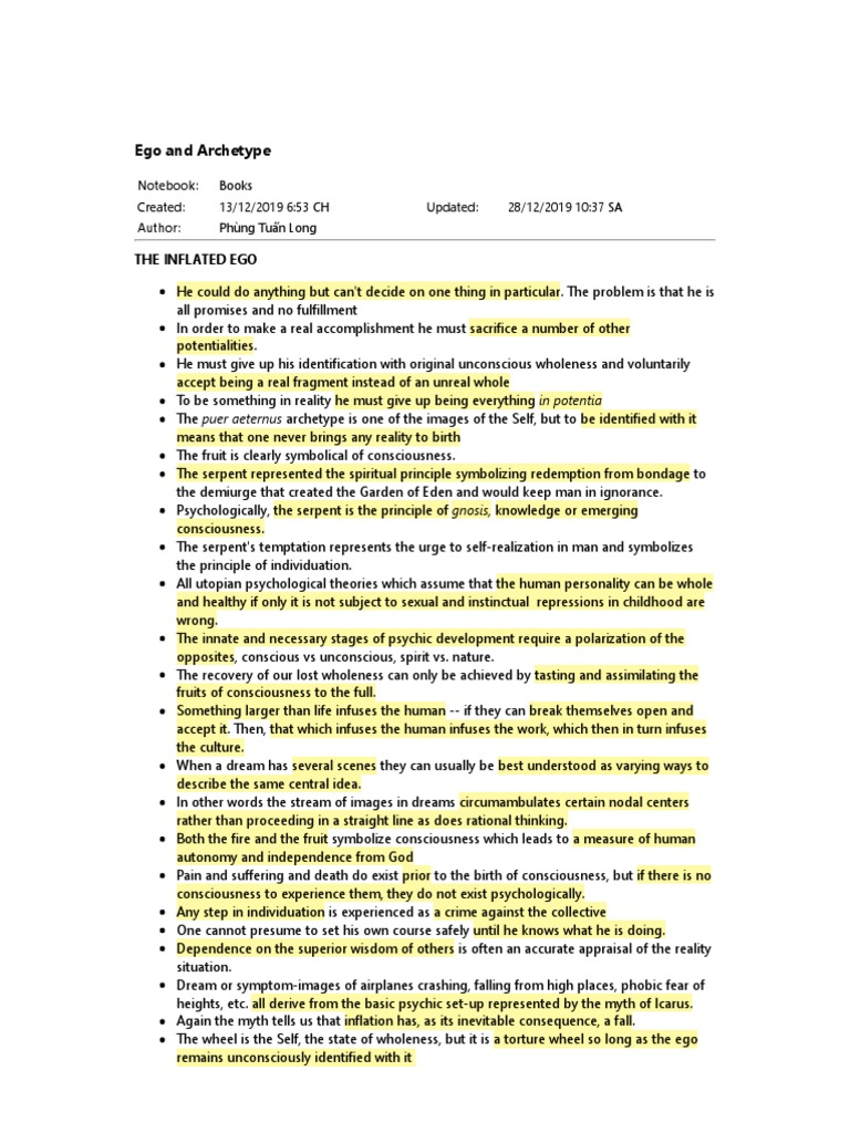Ego and Archetype | PDF | Id | Self