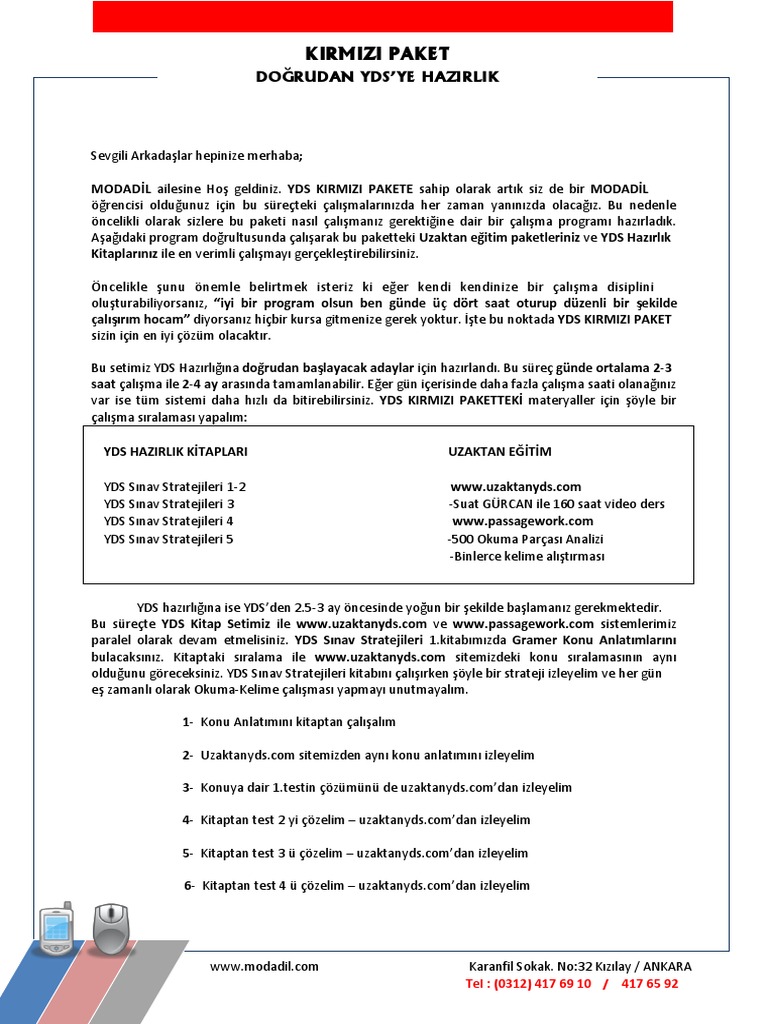 1 Yds Kirmizi Paket Calisma Programi | PDF