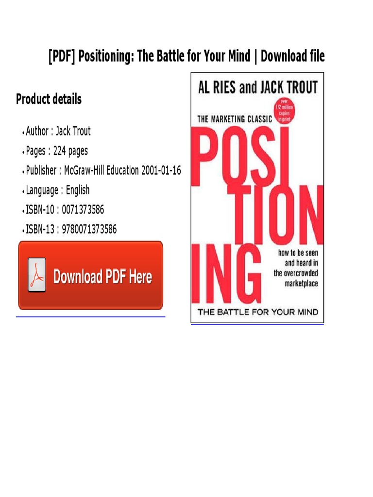 Positioning The Battle For Your Mind | PDF | E Books | Office Equipment