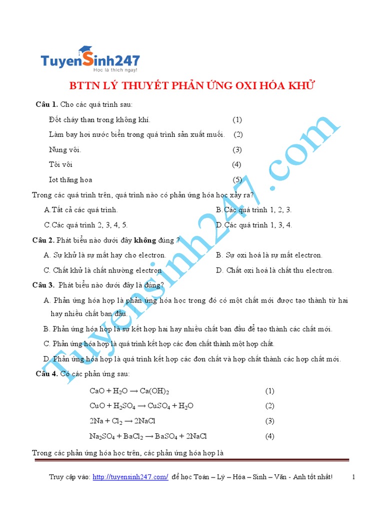 Bttn-Ly-Thuyet-Phan-Ung-Oxi-Hoa-Khu-Đã G P PDF | PDF