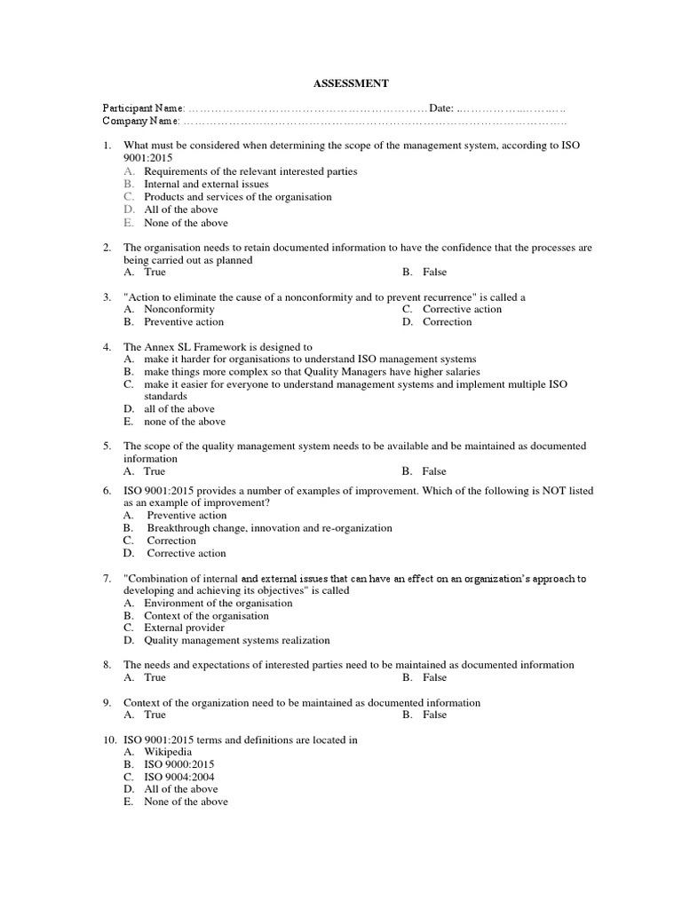 Quiz 1 | PDF | Iso 9000 | Quality Management