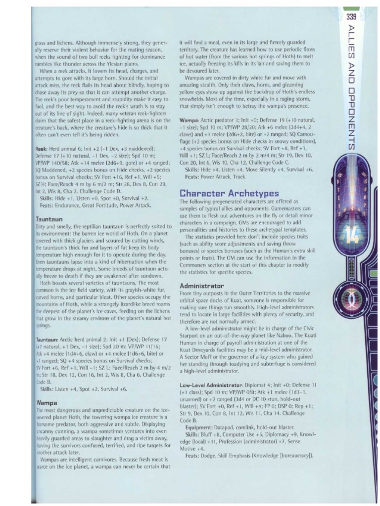 Star Wars NPCs - D20 Core Rulebook