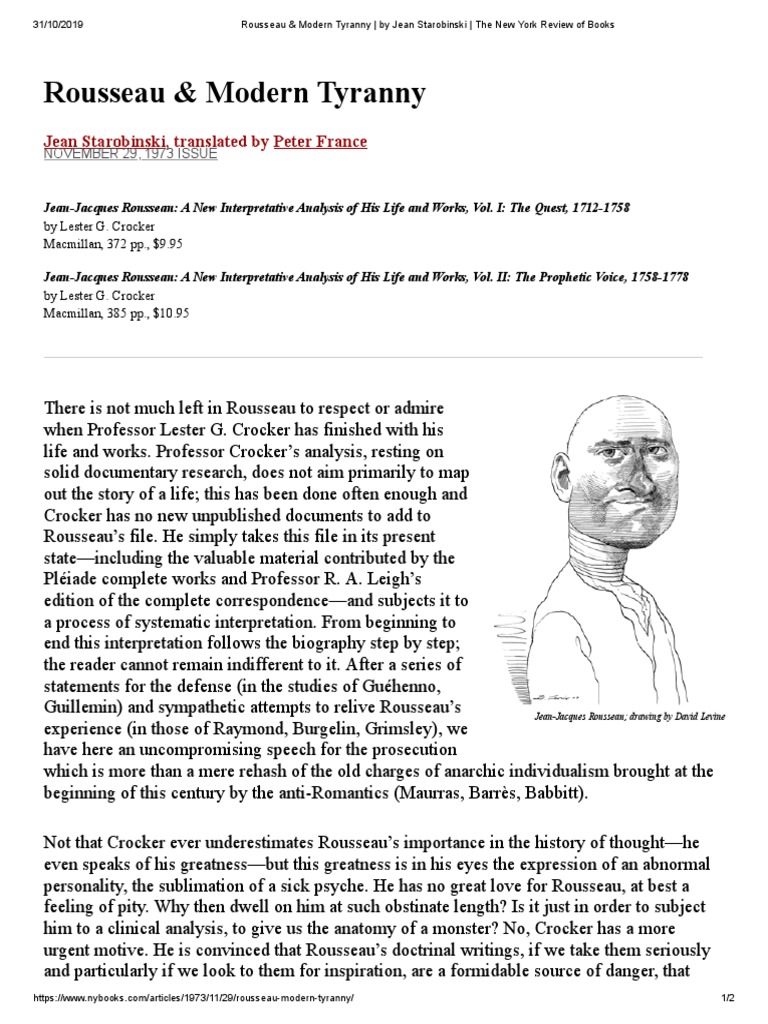 Rousseau & Modern Tyranny | PDF | Jean Jacques Rousseau | Psychological ...
