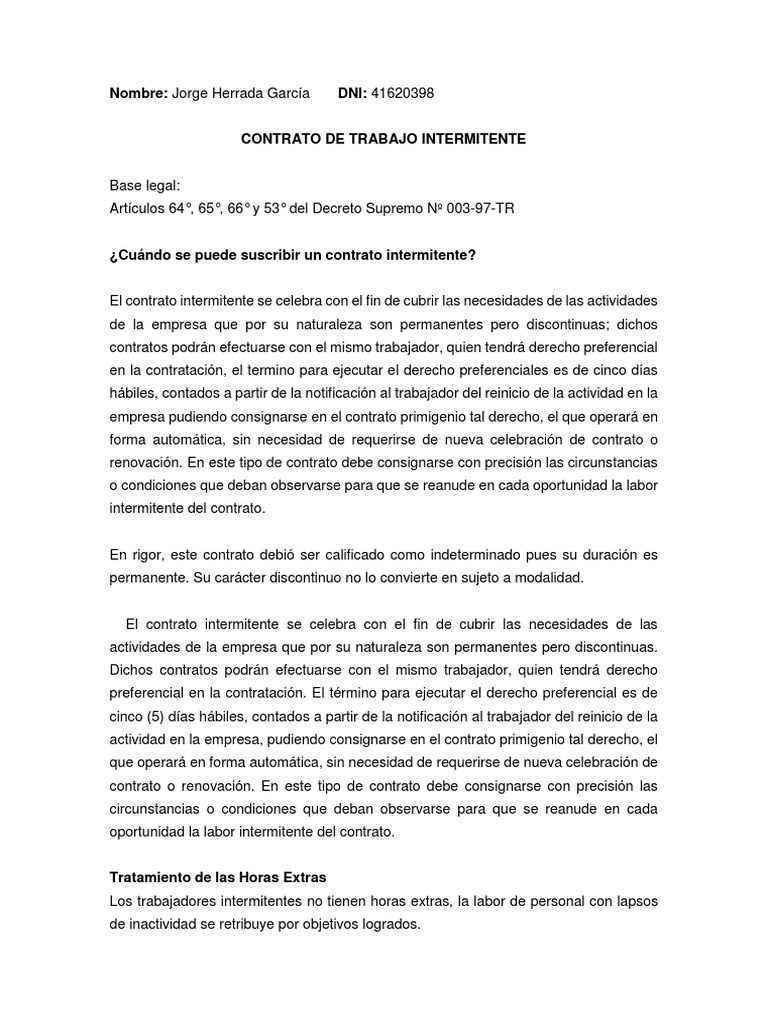 Contrato de Trabajo Intermitente | PDF | Caso de ley | Justicia