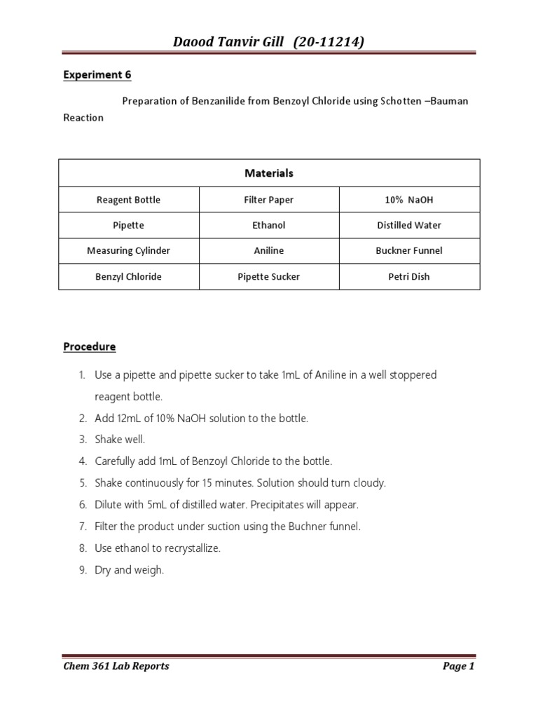 Chem 361 Lab 6 | PDF