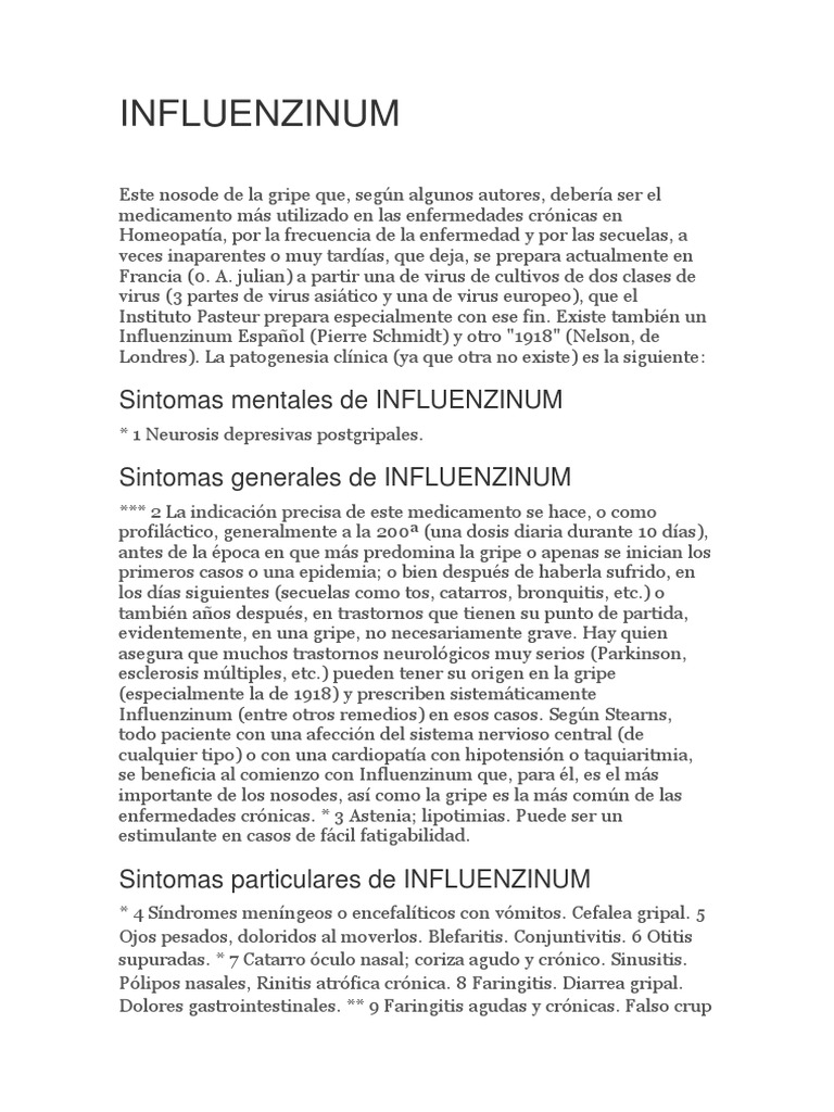 INFLUENZINUM | PDF | Influenza | Homeopatía