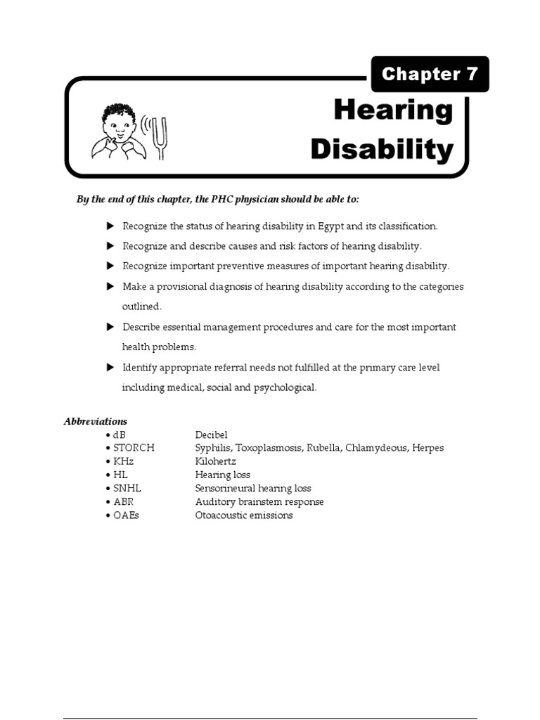 Hearing Disability: by The End of This Chapter, The PHC Physician ...