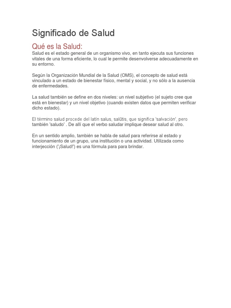 Significado de Salud | PDF