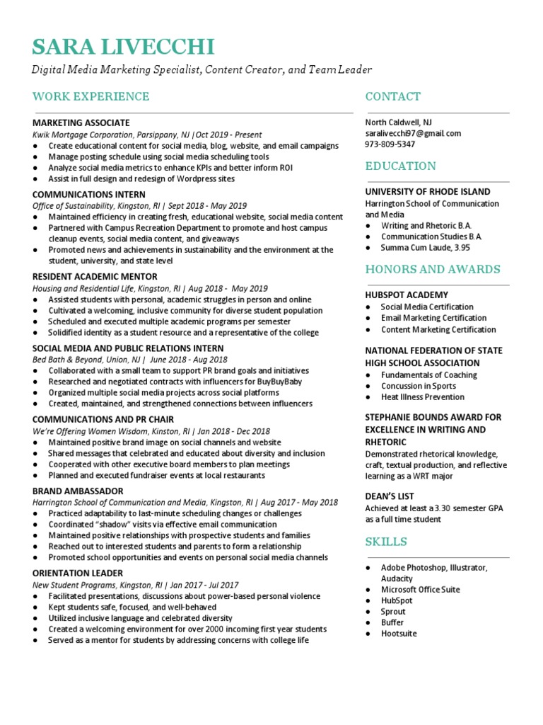 Sara LiVecchi Resume v2 | PDF | Social Media | Popular Culture & Media ...