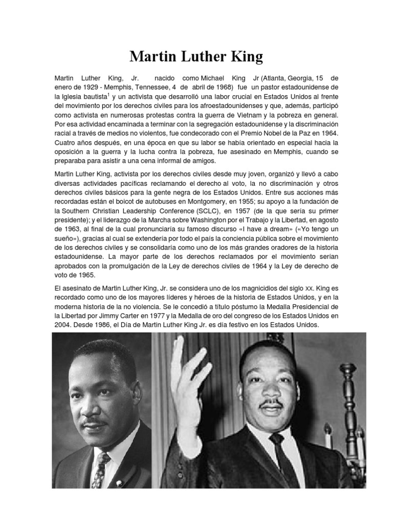 Biografía de Martin Luther King Jr. | PDF | Martin Luther King hijo ...