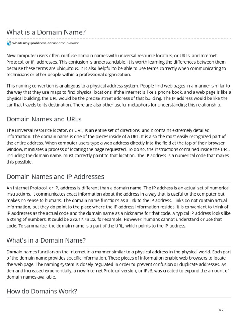 What Is A Domain Name | PDF | Domain Name | World Wide Web