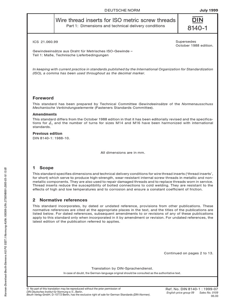 Din 8140-1 PDF | PDF | Engineering Tolerance | Screw