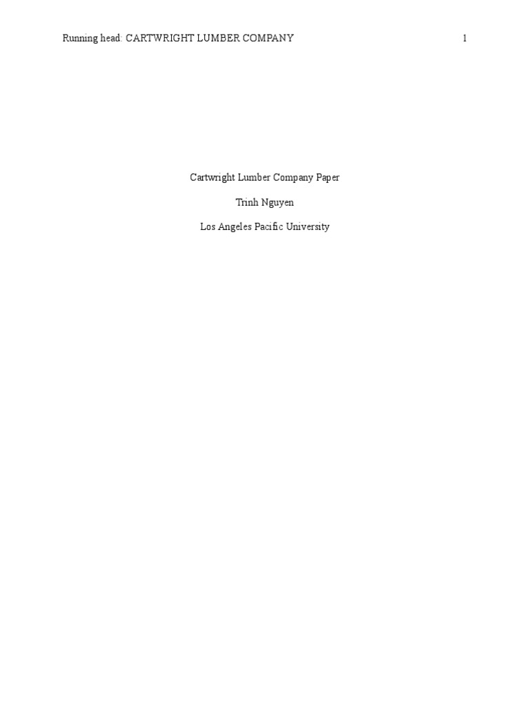 Cartwright Lumber Company Paper EXAMPLE | PDF | Loans | Banks