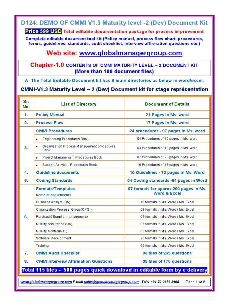 Cmmi Documentation For Maturity Level 2 | PDF | Quality Assurance ...