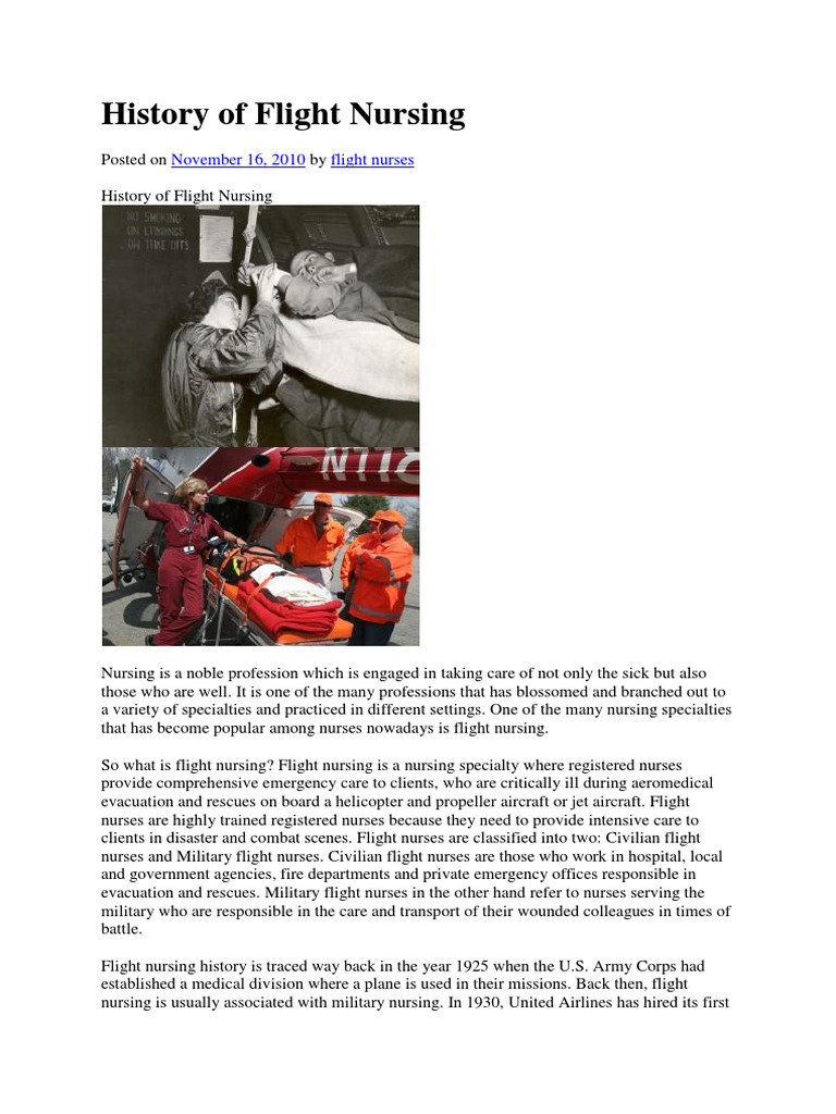 History of Flight Nursing | PDF | Nursing | Health Sciences