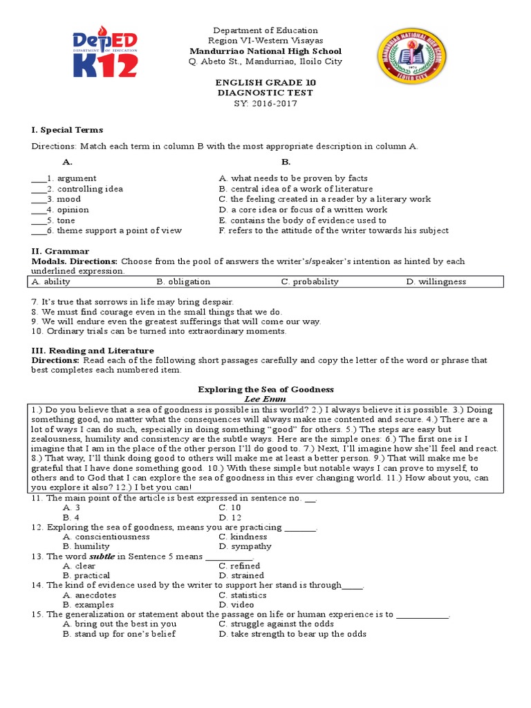 Diagnostic Test g10 | PDF | Envelope | Mail