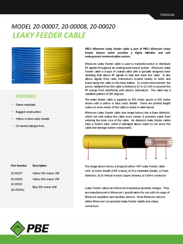 Minecom Leaky Feeder Cable Overview | PDF | Coaxial Cable | Electronic ...