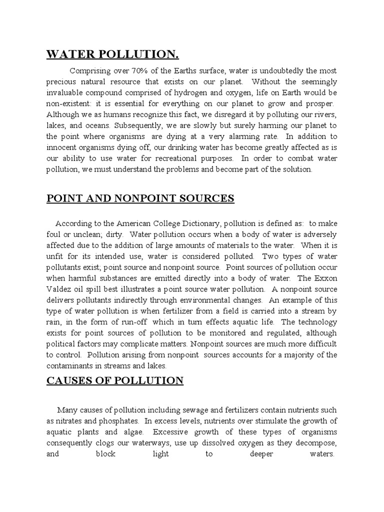 Water Pollution.: Point and Nonpoint Sources | PDF | Water Pollution ...