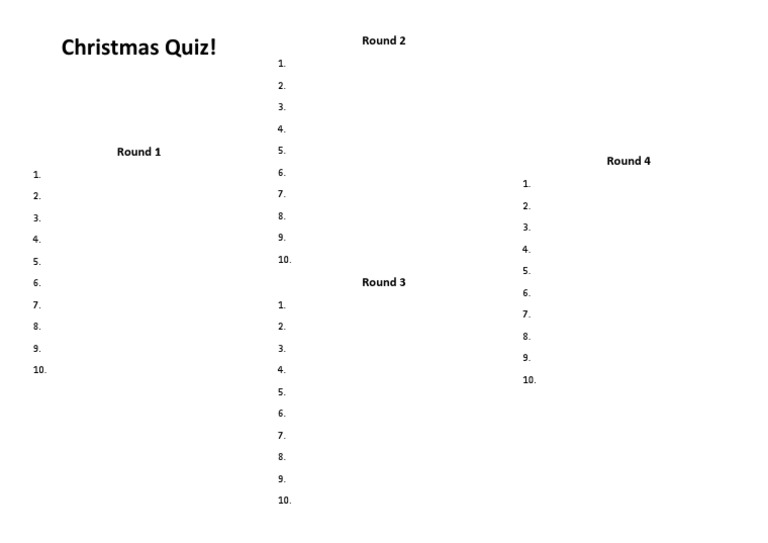 Christmas Quiz - Answer Sheets | PDF