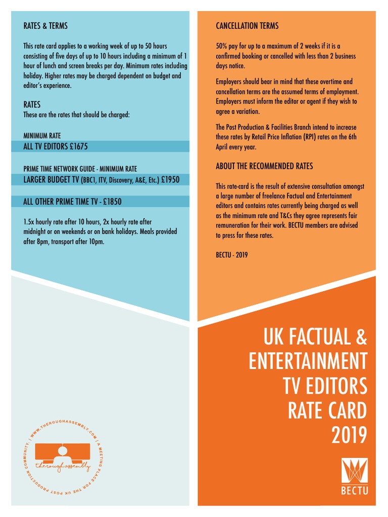 2019 TV Editors Rate Card | PDF | Working Time | Economies